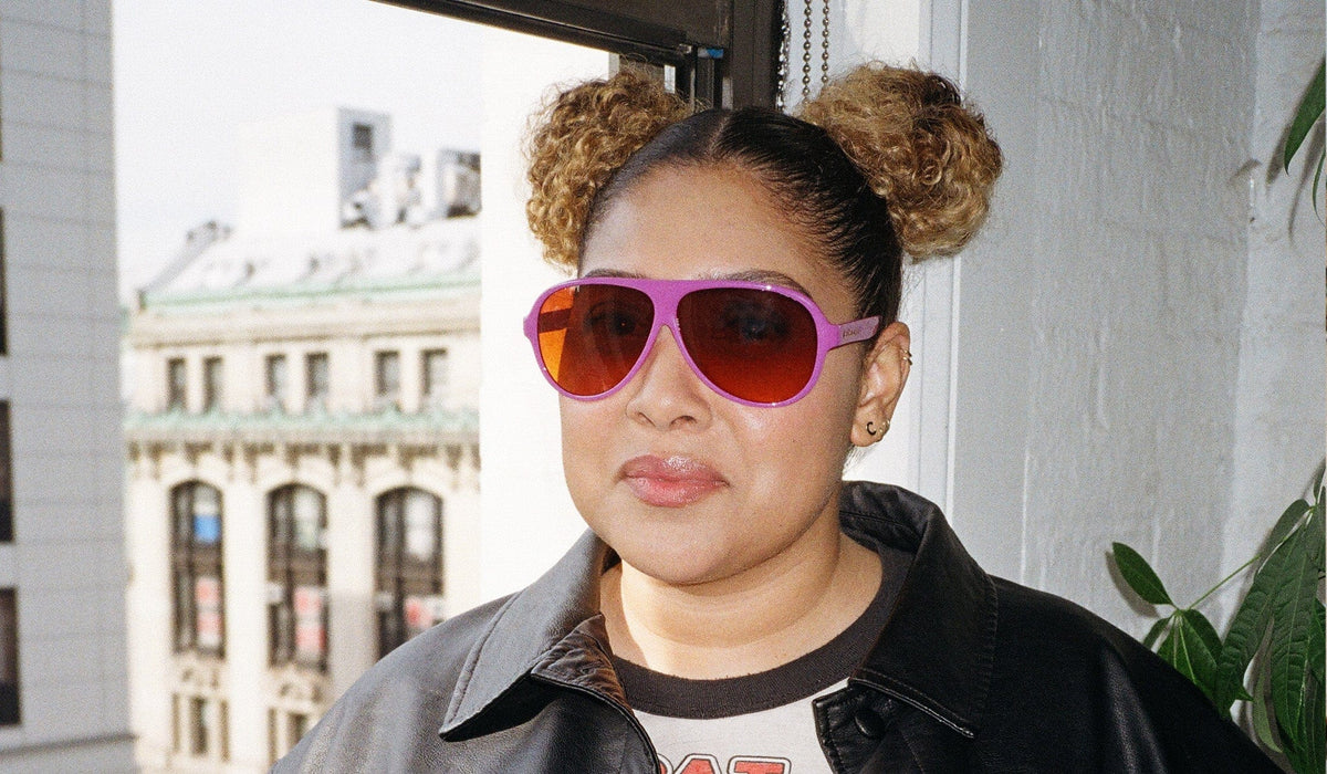 BluBlocker Original Aviator Sunglasses with Purple Frame and Amber Len