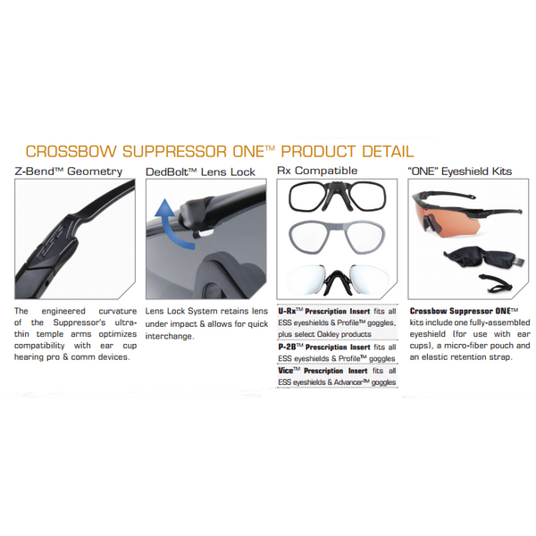 ESS Crossbow Suppressor Safety Glasses Black Frame HD Copper Lens